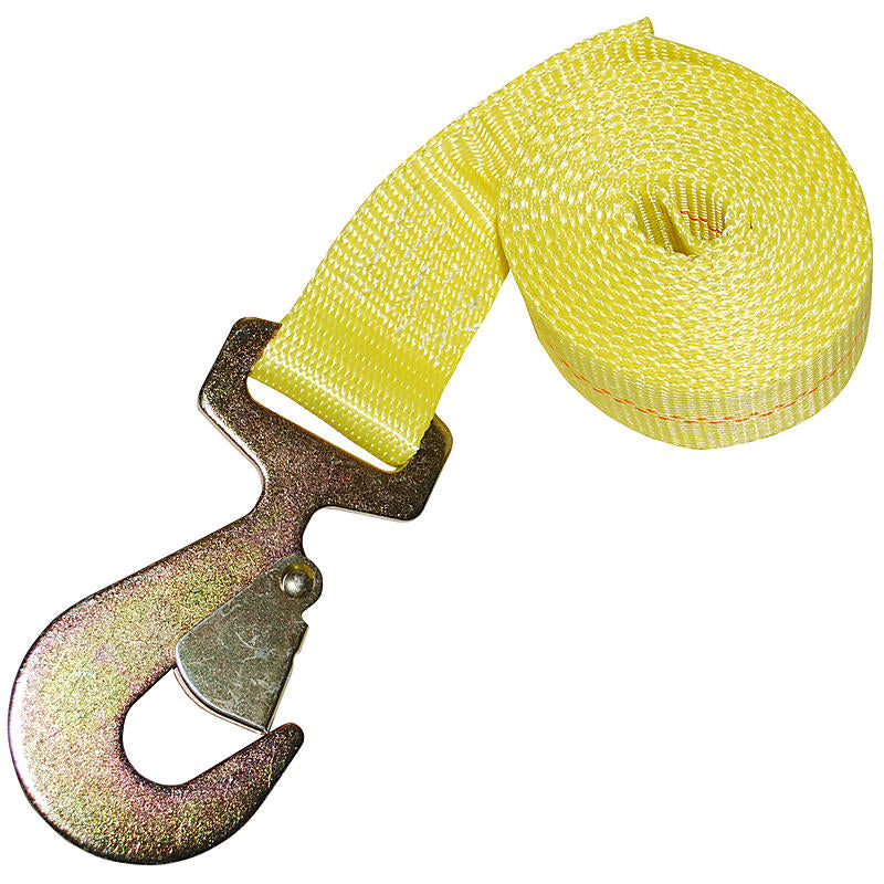 2" x 8' winch strap with flat snap hook — Maskell Rigging & Equipment Inc.