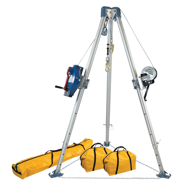 11' Confined Space Tripod System with 60' Galvanized Steel SRL-R and P ...