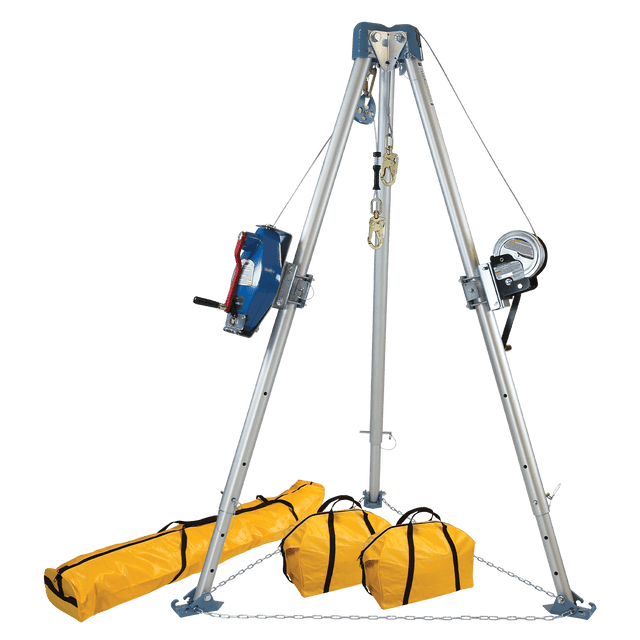 11' Confined Space Tripod System with 60' Stainless Steel SRL-R and Pe ...