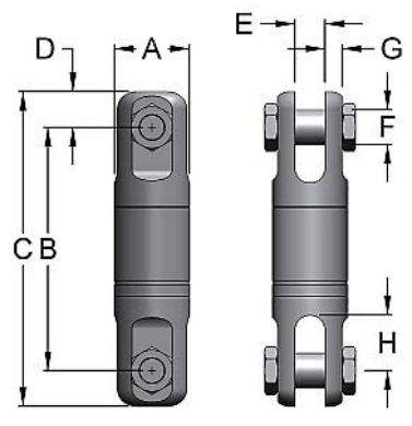 Miller Hydro Link Stainless Steel Swivels, Model BB-151 Clevis to Clev ...