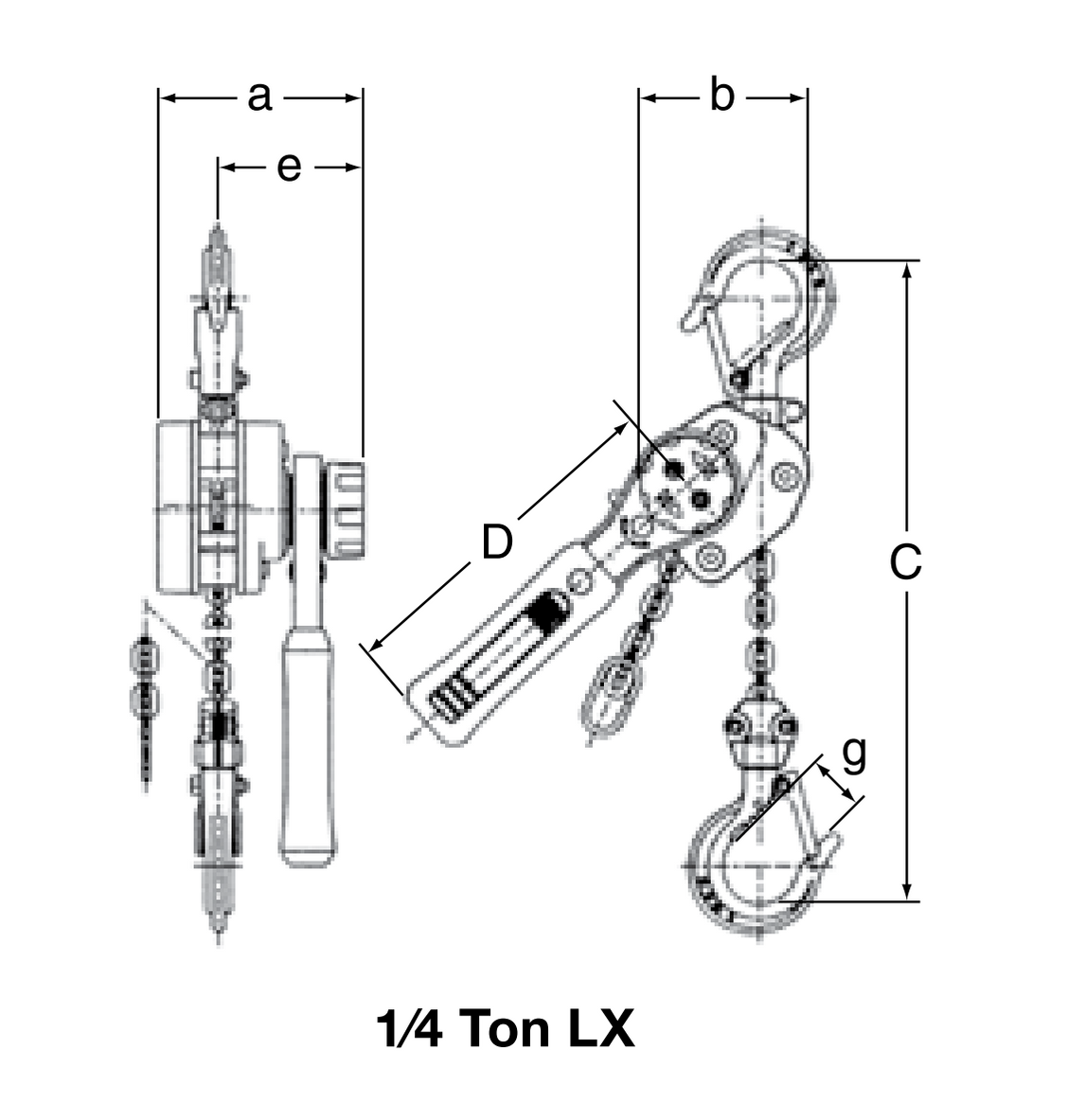 1/4 ton x 20' Harrington LX Lever Puller — Maskell Rigging & Equipment Inc.