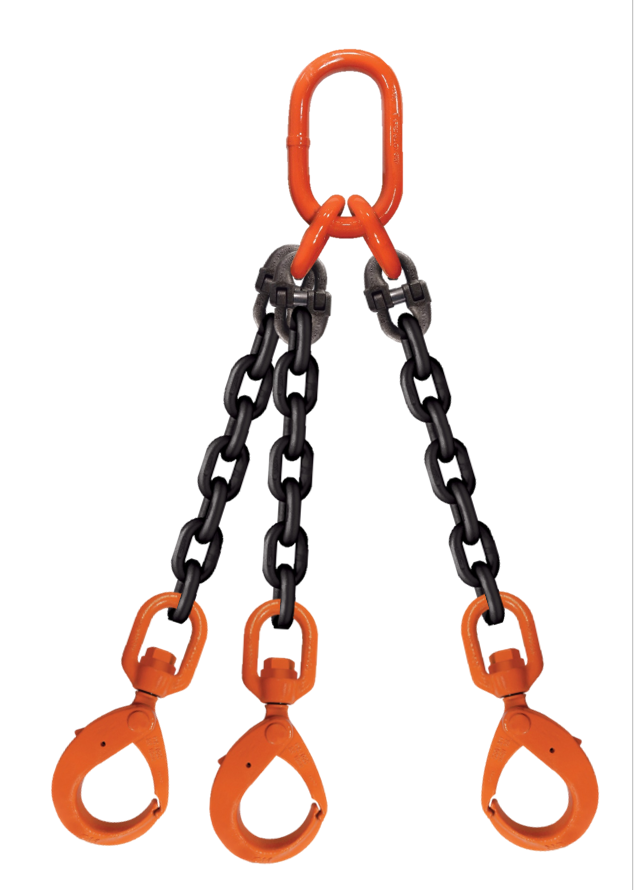 Triple-leg chain assembly with sub-assembly on top and swivel-self loc ...