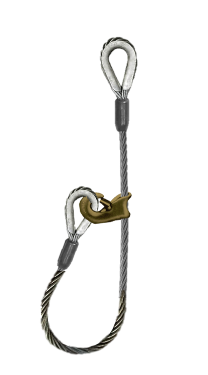 Single leg wire rope bridle with thimble eyes on each end with sliding ...